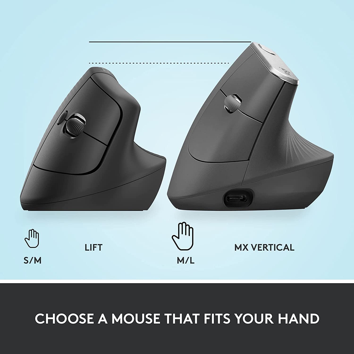 Logitech Lift Vertical Ergonomic Wireless Mouse...(910-006466)